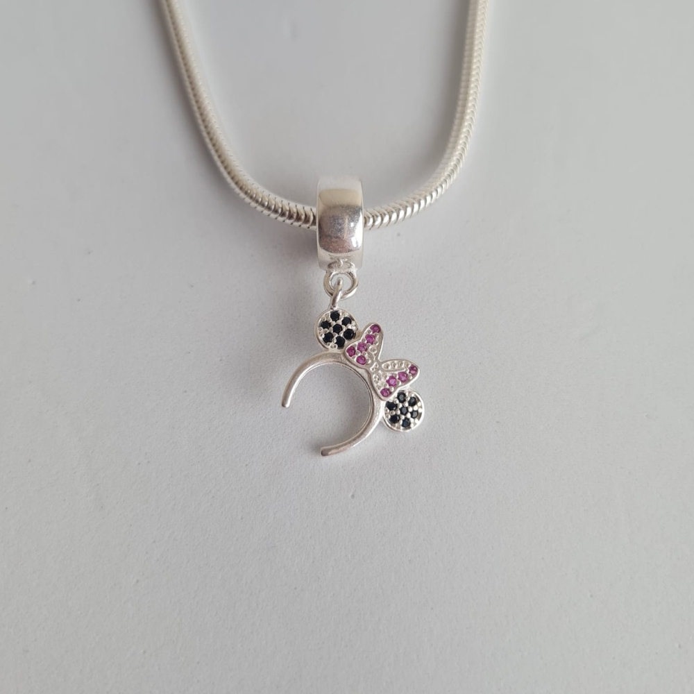 Berloque de prata 925 tiara Minnie - Mirian Teofilo Joias